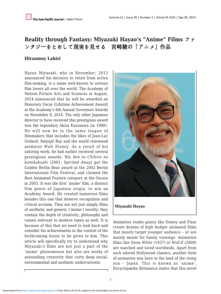 Miyazaki Hayao: Master of Anime Artistry | PDF | Anime