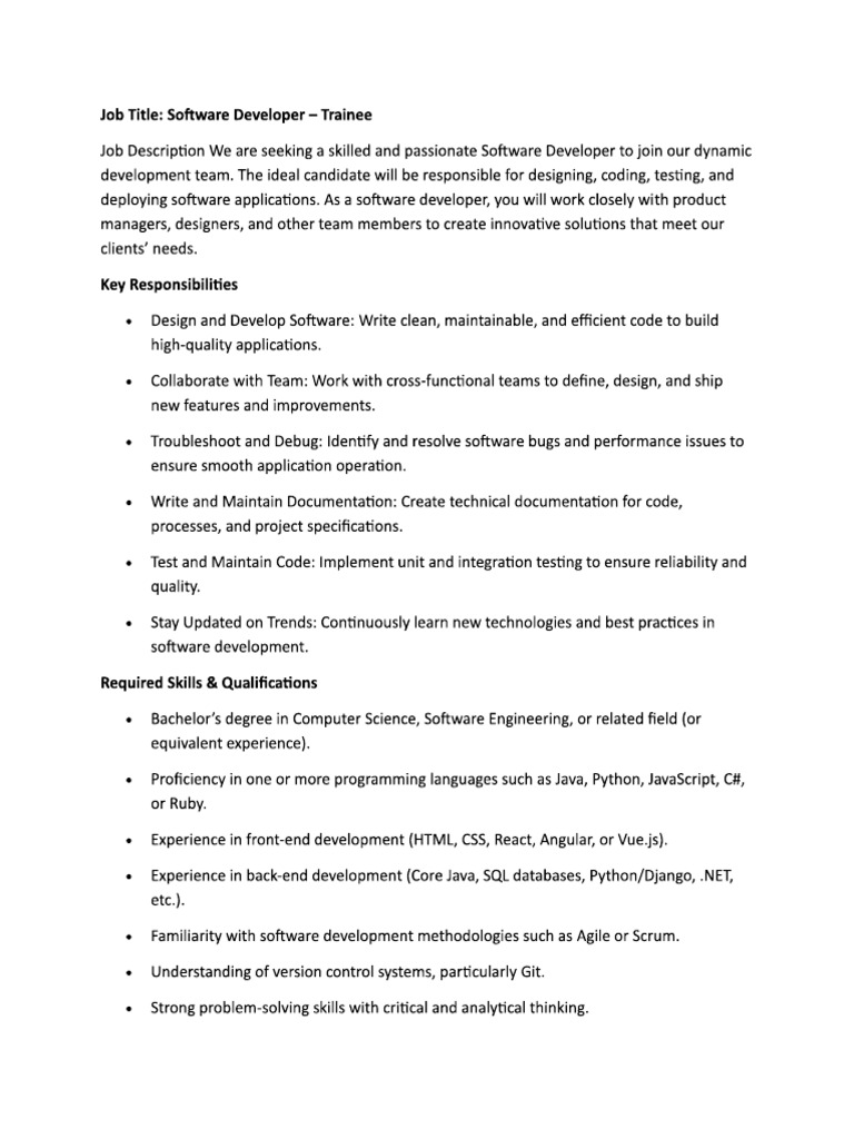 Software Developer - Trainee | PDF