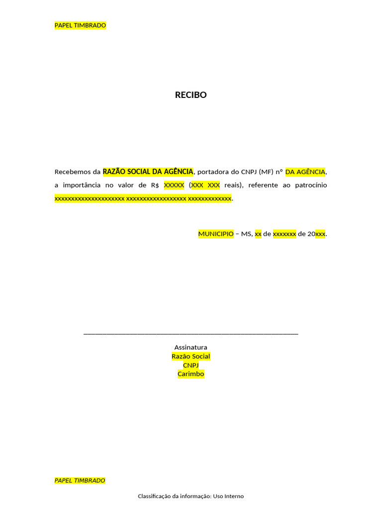 Recibo de Patrocínio Interno | PDF