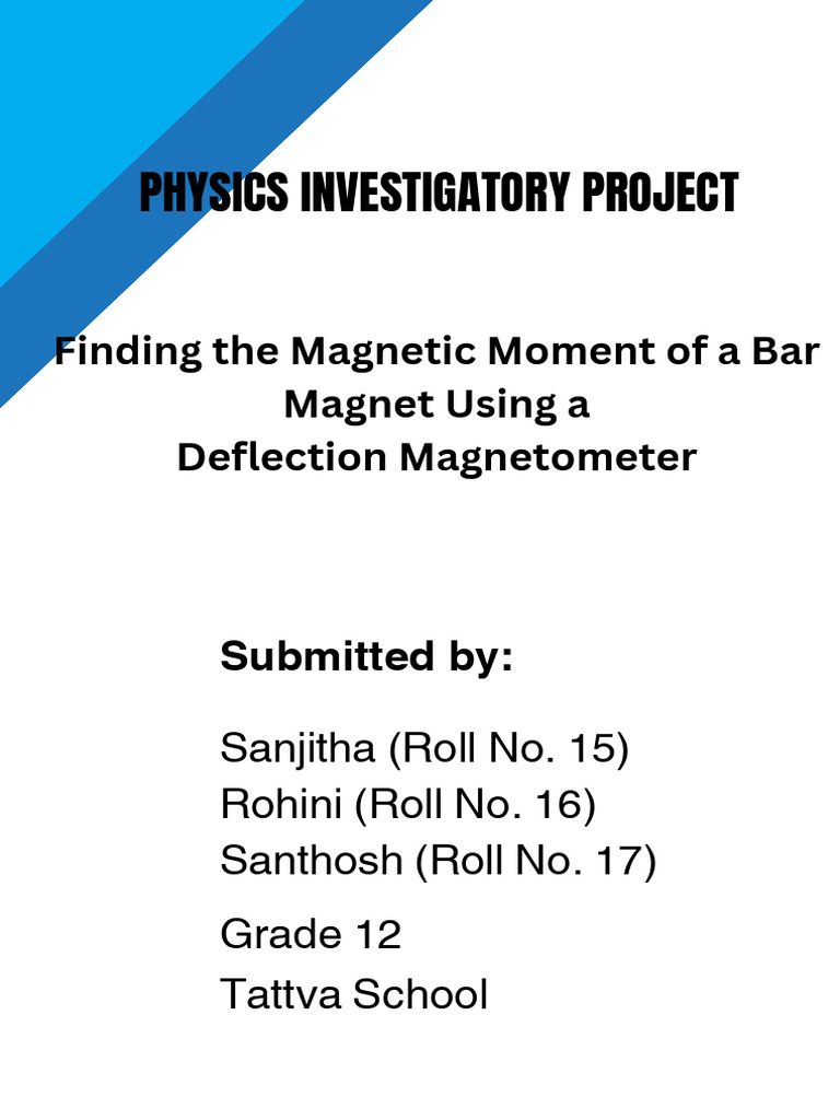 Magnetic Moment of Bar Magnet Experiment | PDF | Magnetic Field ...