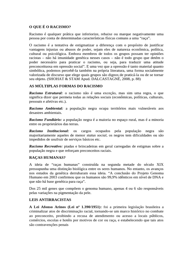 INTERVENÇÃO NEABI - O QUE É RACISMO E COMO SER ANTIRRACISTA | PDF ...