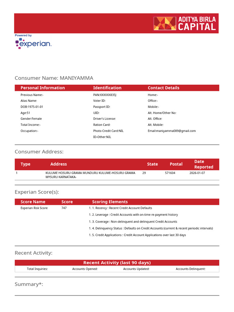 Experian Prescreen Credit Score Report | PDF | Credit | Finance & Money ...