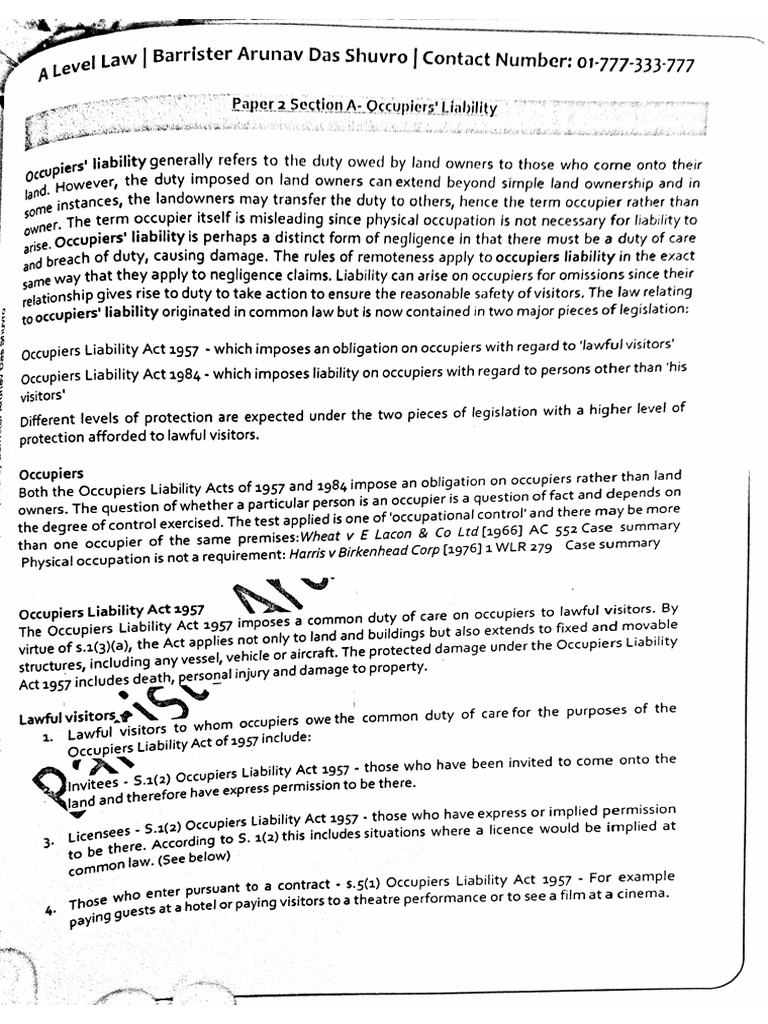 Occupiers Liabilities | PDF