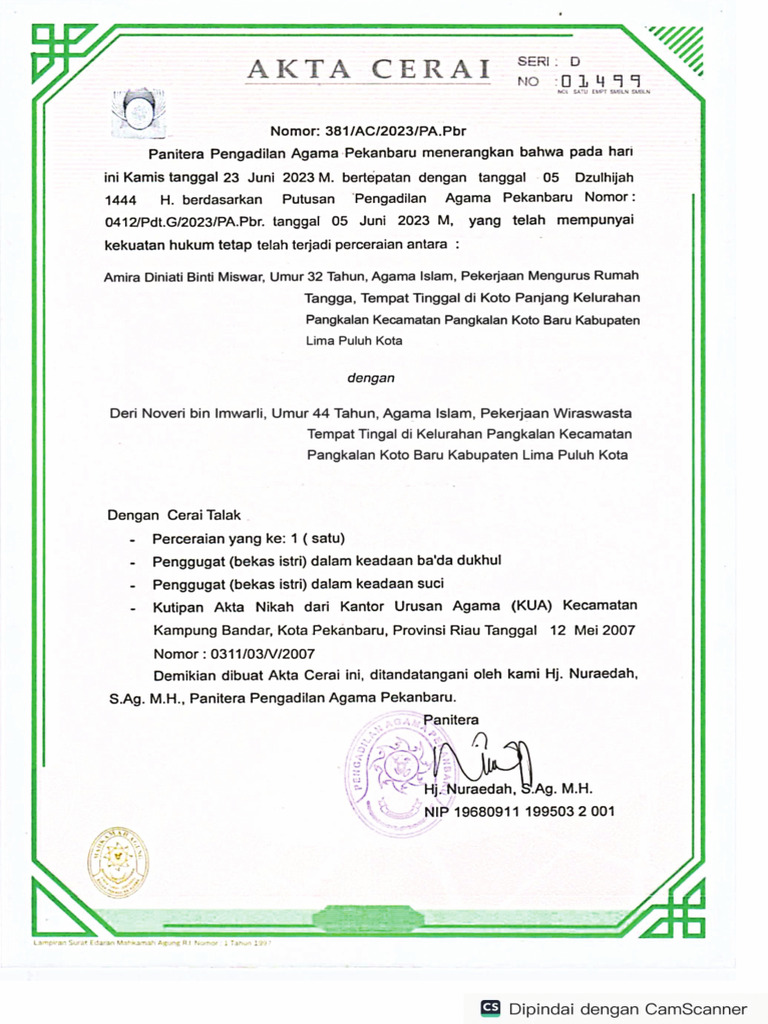 akta cerai baru | PDF