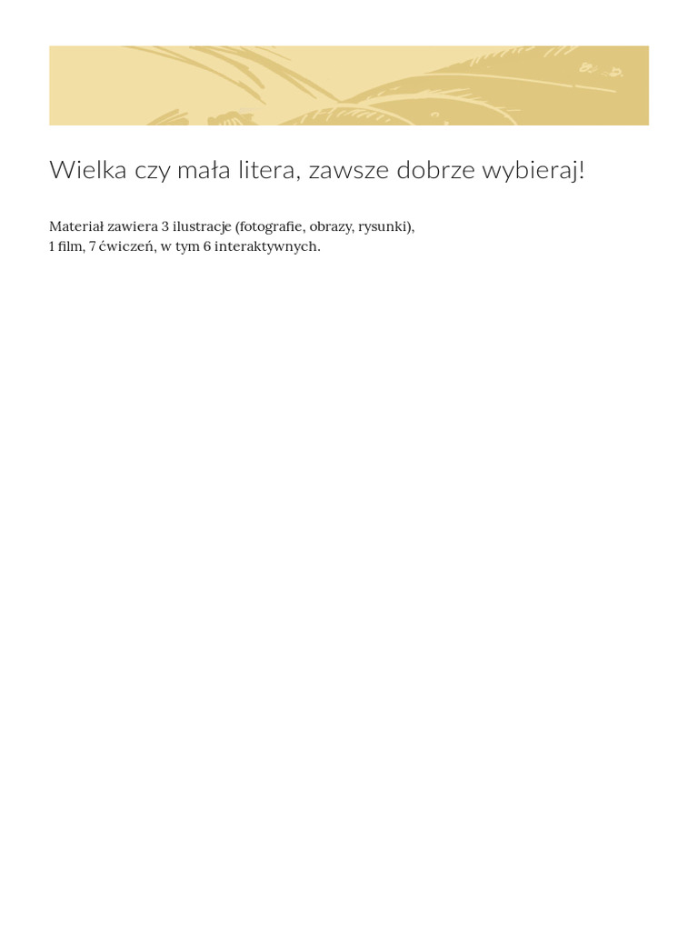 Wielka Czy Mala Litera Zawsze Dobrze Wybieraj | PDF
