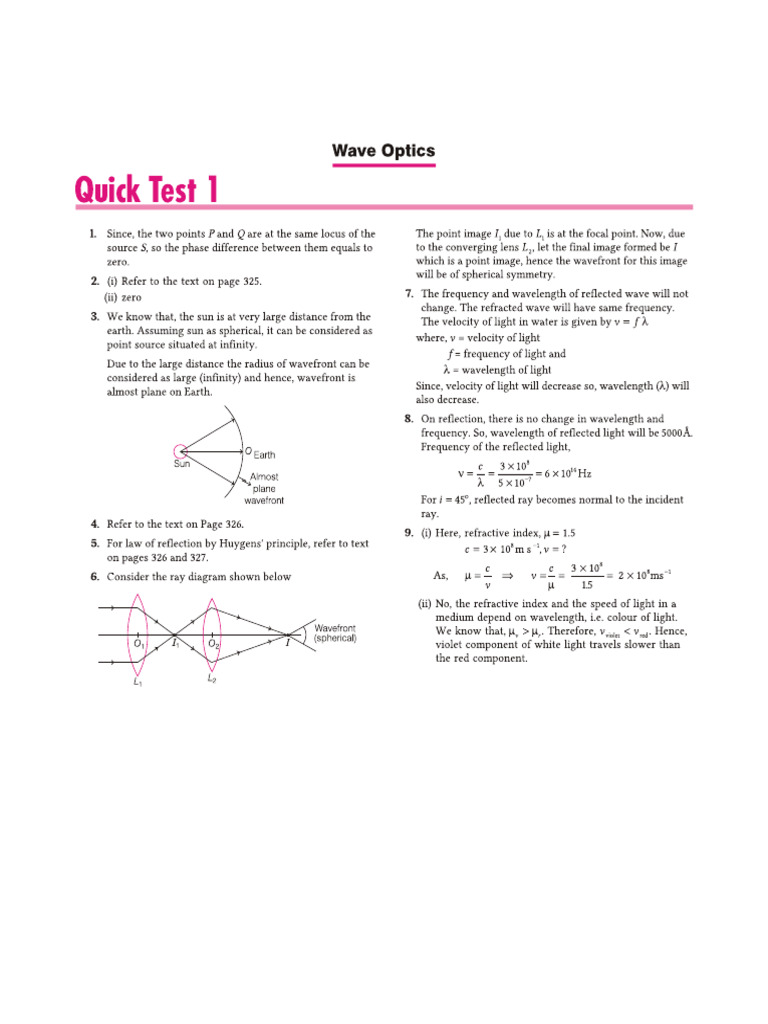 All in One Physics 12th Ch 10 Quick Test 1 | PDF