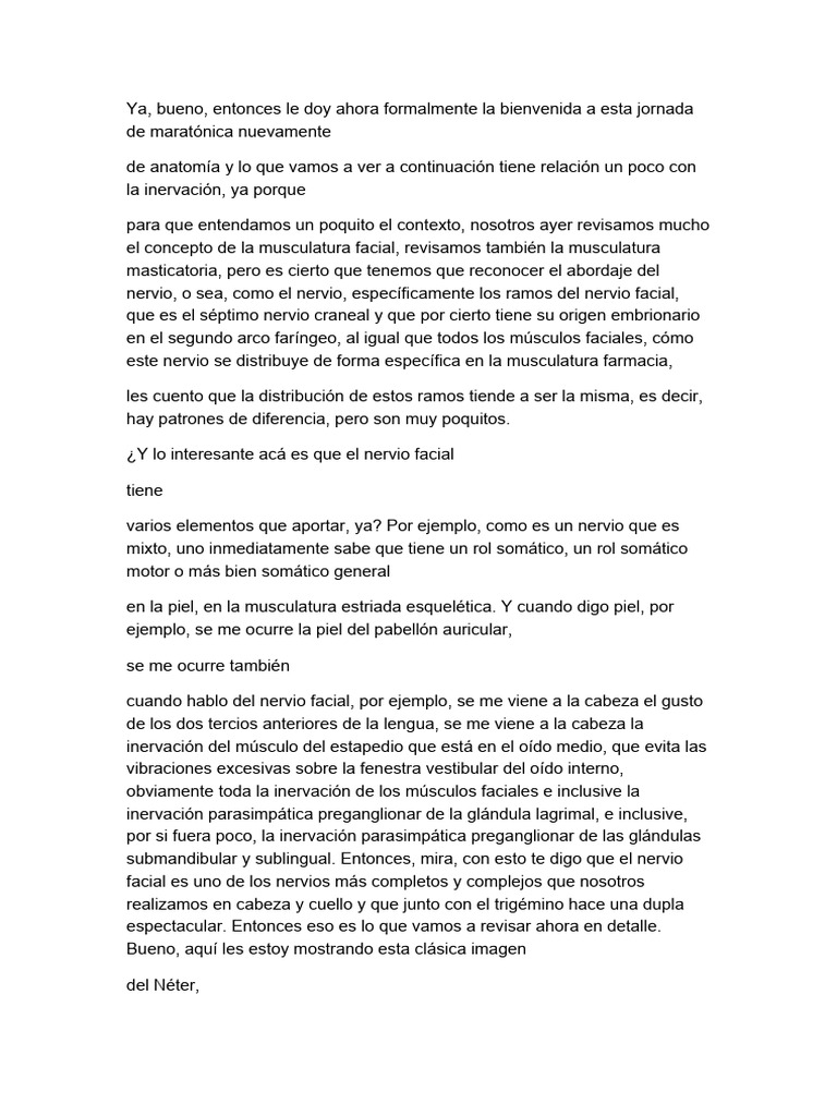 Trascripcion Clase Nervios | PDF | Oído | Lengua