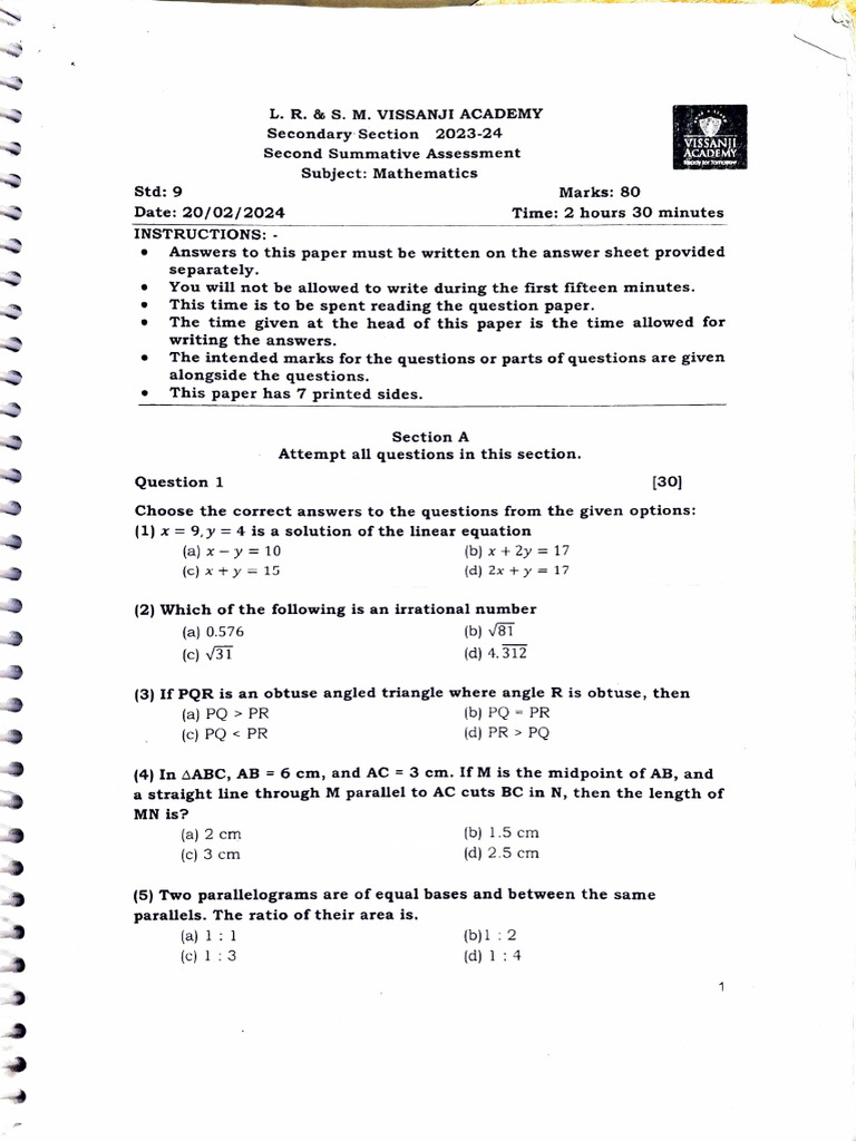 maths paper 2 | PDF | Circle | Area
