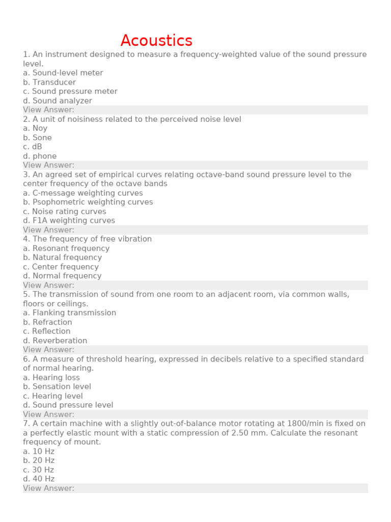 Acoustics: Sound Measurement & Concepts | PDF | Sound | Loudspeaker