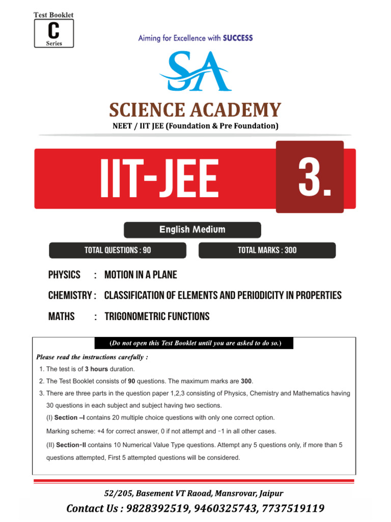 IIT-JEE Test Format Overview | PDF