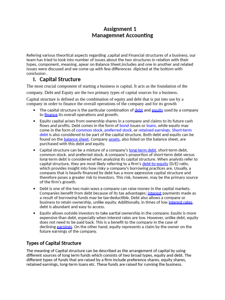 Capital Structure ASS (2) | PDF | Capital Structure | Money