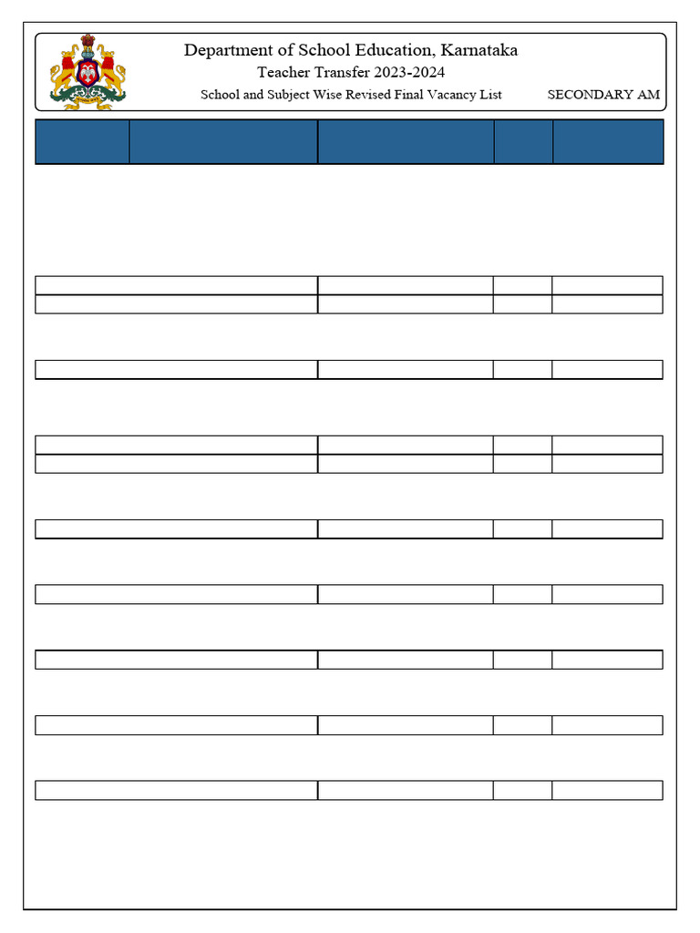 SEC SCHOOL Subject Wise Vacancy as on 06-08-2024 | PDF | Teachers | Psychological Manipulation
