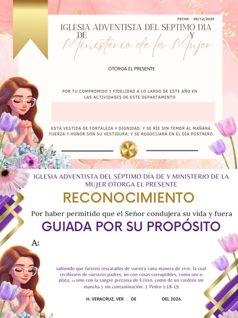 Certificados y Reconocimiento Ministerio de La Mujer | PDF