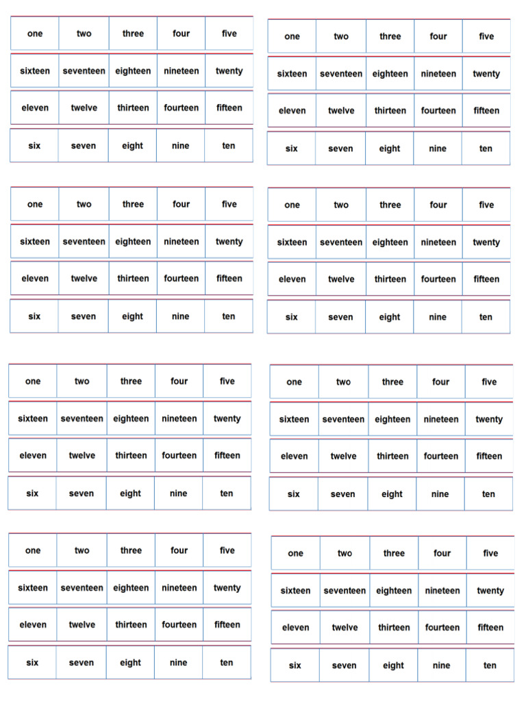 Numbers 1-20 Cutouts | PDF