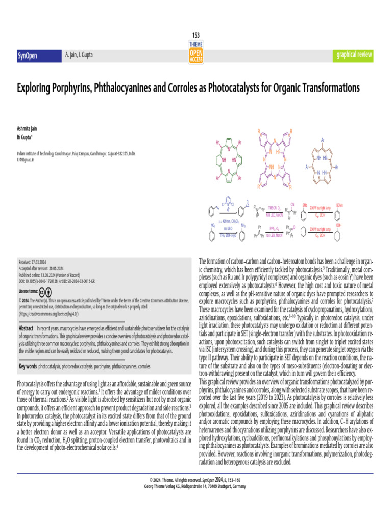 Photocatalysis with Porphyrins and Corroles | PDF | Chemistry ...