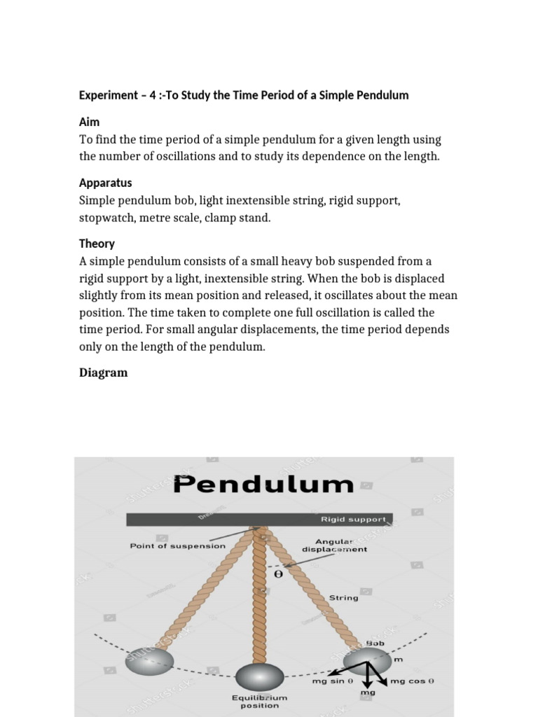 Time Period of a Simple Pendulum Experiment | PDF