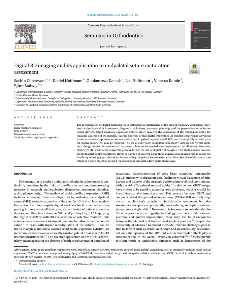 3D Imaging for Midpalatal Suture Maturation | PDF | Orthodontics