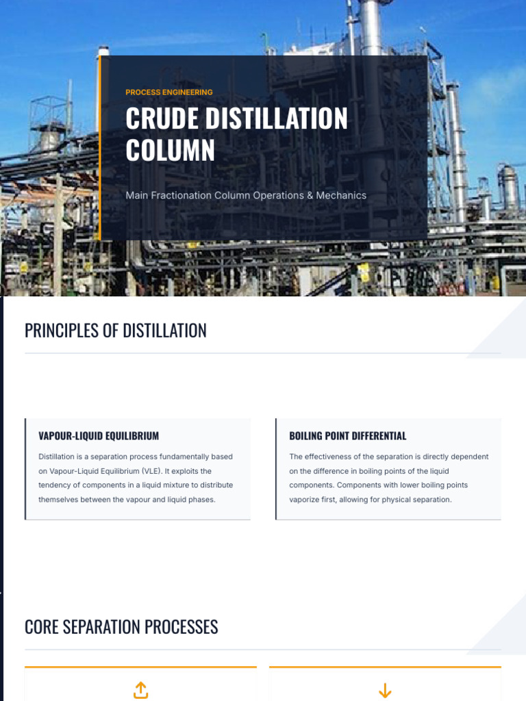Crude Distillation Column Operations Guide | PDF | Distillation | Steam