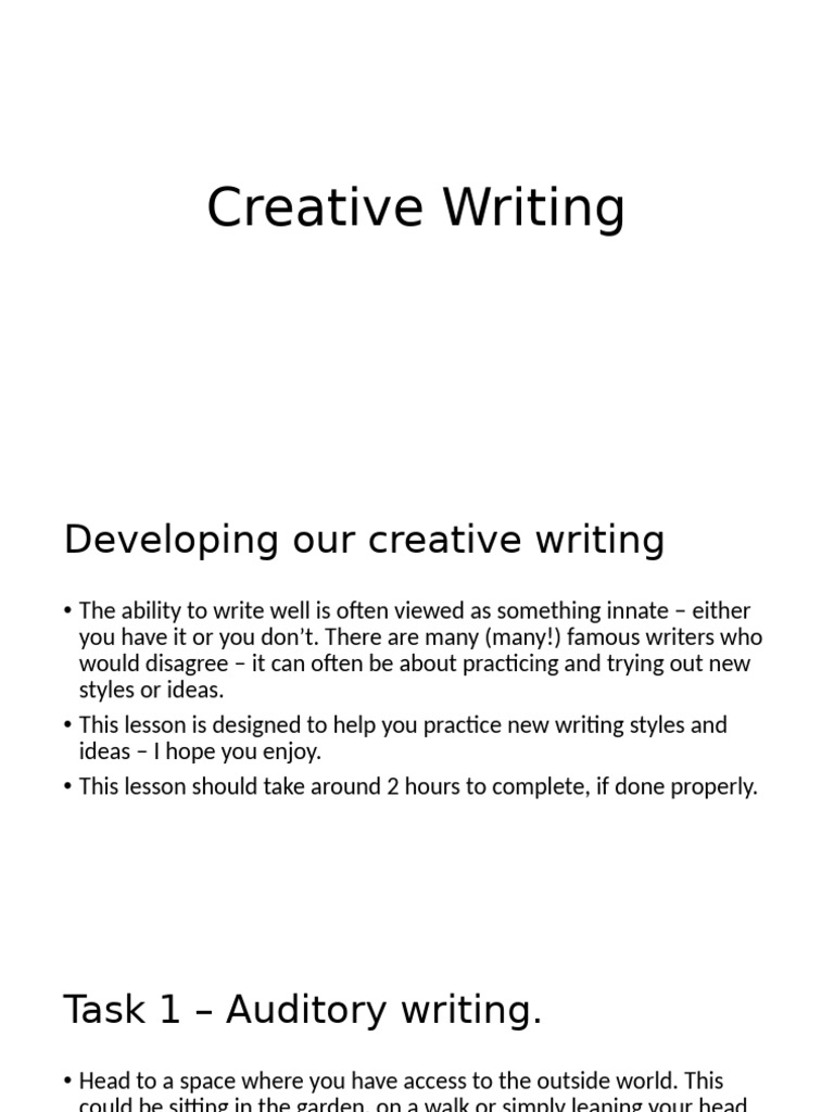 Creative Writing Exercises for Beginners | PDF