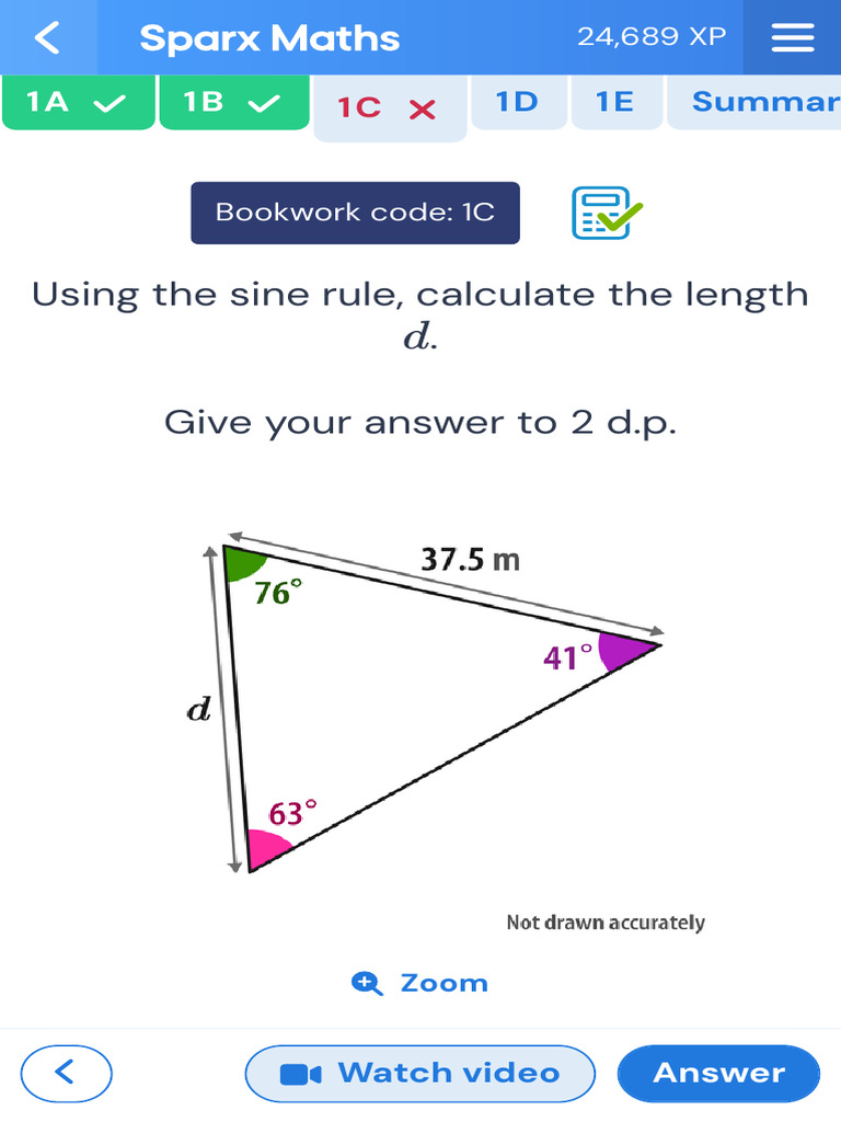 Sine Rule Calculation for Length d | PDF
