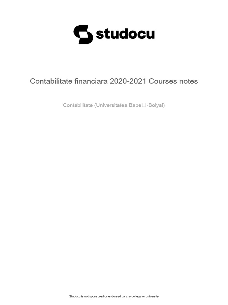 Contabilitate Financiara 2020 2021 Courses Notes | PDF