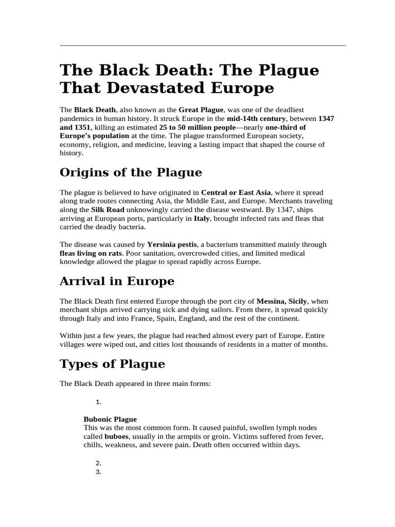 The Black Death | PDF | Black Death | Medicine