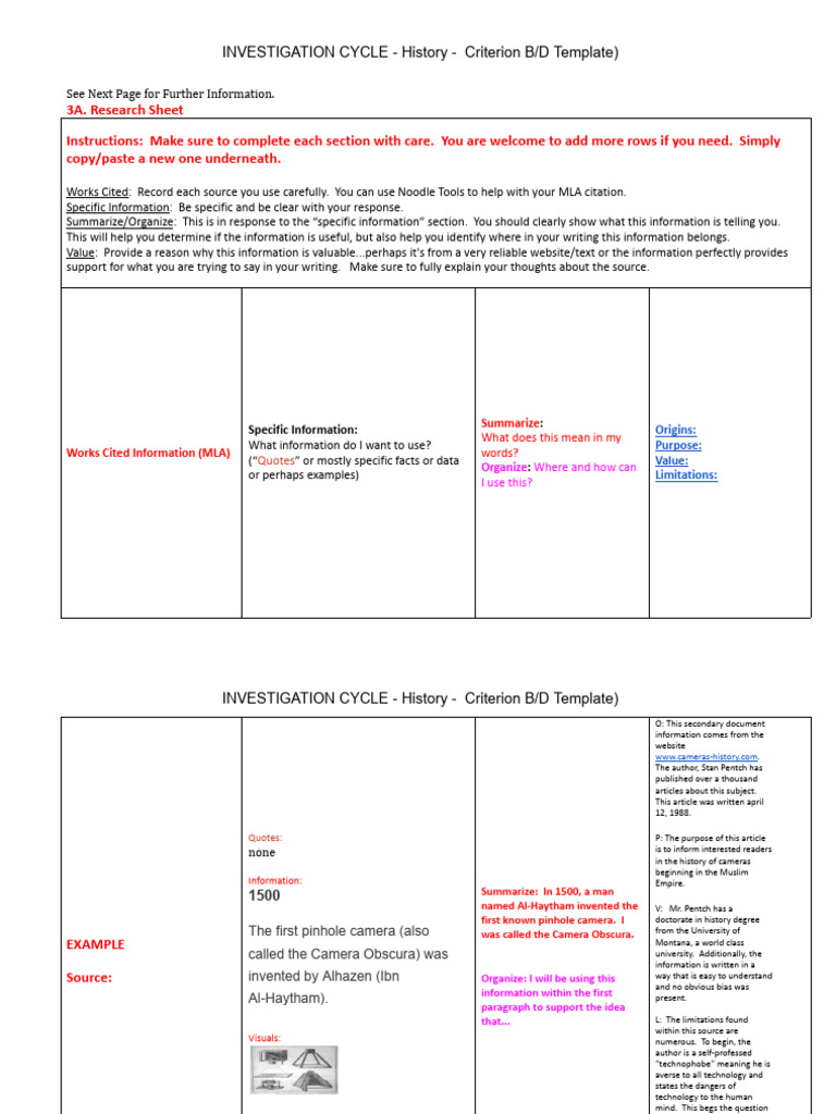 Investigation Cycle History Template | PDF | Information