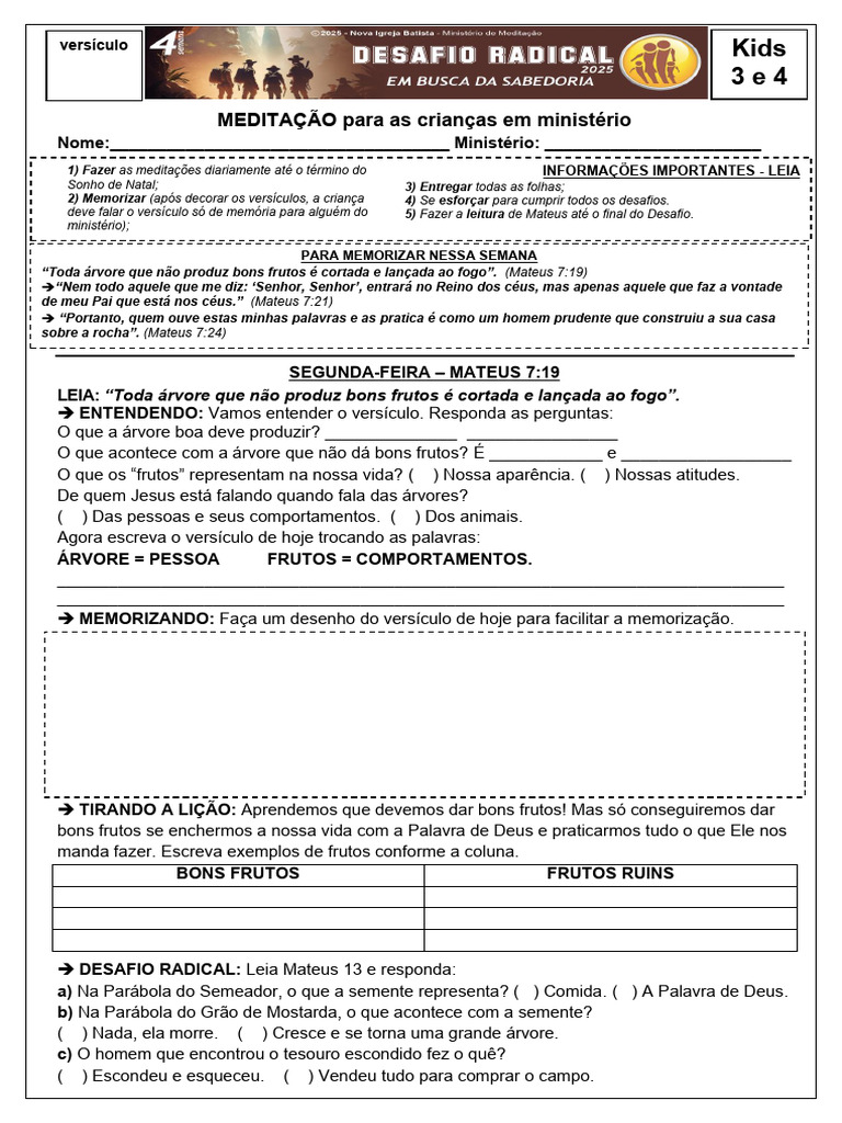 Desafio Radical_semana 4_kids 3-4-2025 | PDF | Jesus | São Pedro