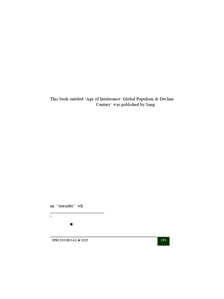 Book Review 5 IPRI Journal XXV II Usama Irfan | PDF | Populism | Democracy
