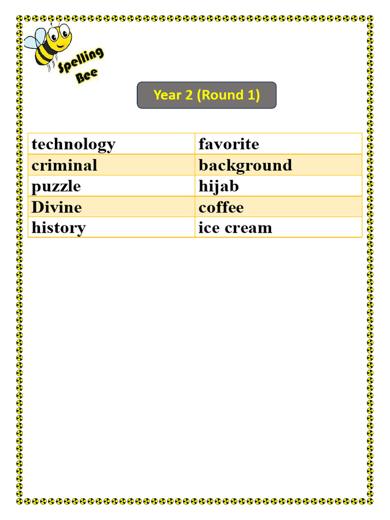 Spelling Bee G2 (Round 1) | PDF
