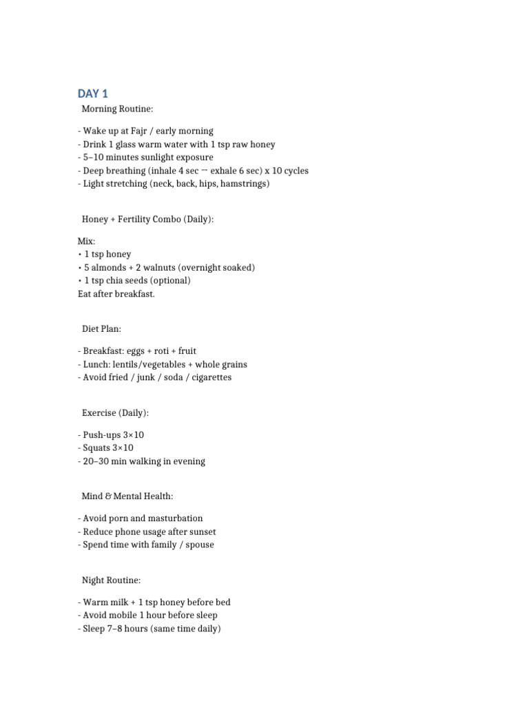 30 Day Detailed Health Plan | PDF | Sleep | Cereals