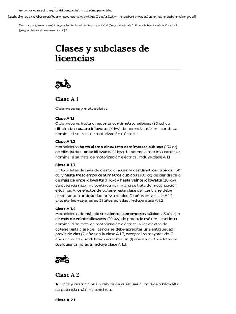 DNRPA - Clases y Subclases de Licencias de Conducir | PDF | Licencia de ...