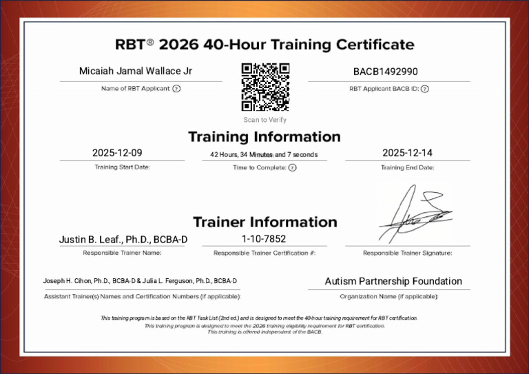 RBT Certification Training Program Details | PDF