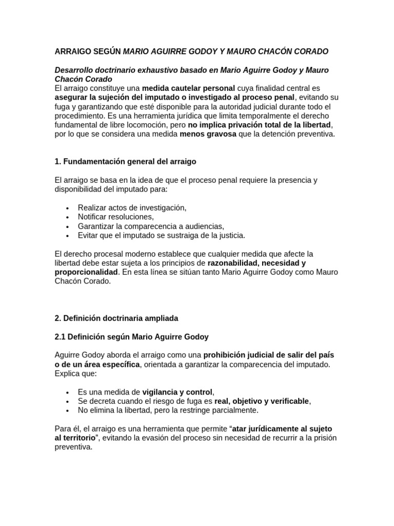 Arraigo: Medida Cautelar en Proceso Penal | PDF | Mandato | Ley procesal