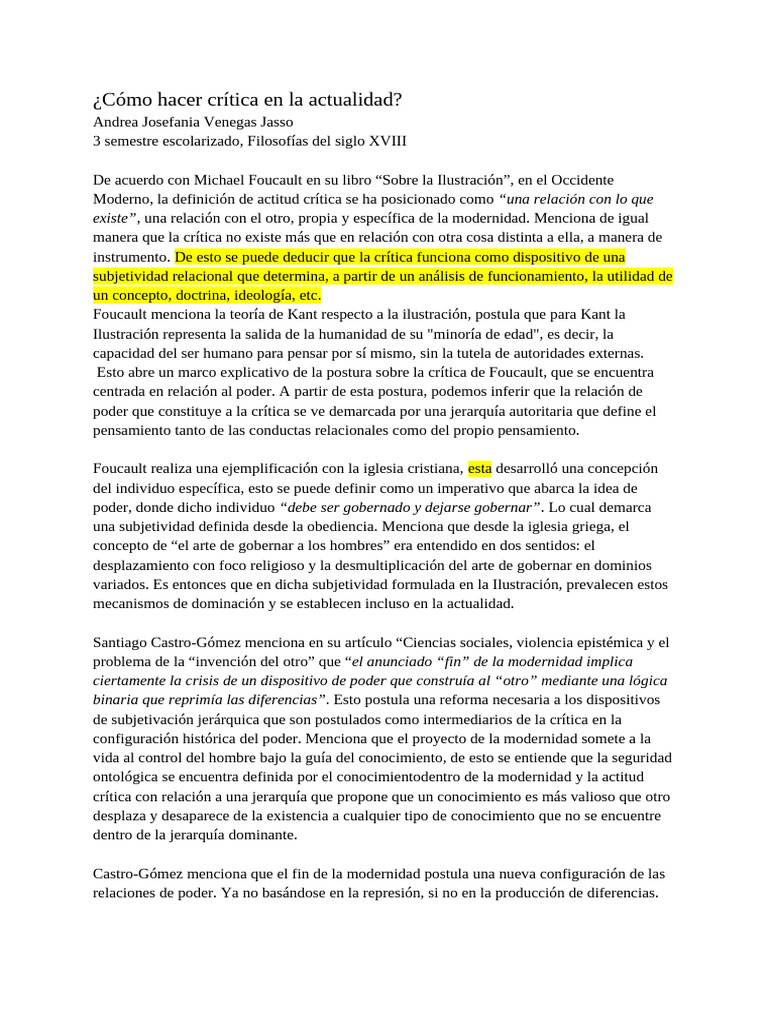 Andrea Josefania Venegas Jasso | PDF | Michel Foucault | Immanuel Kant