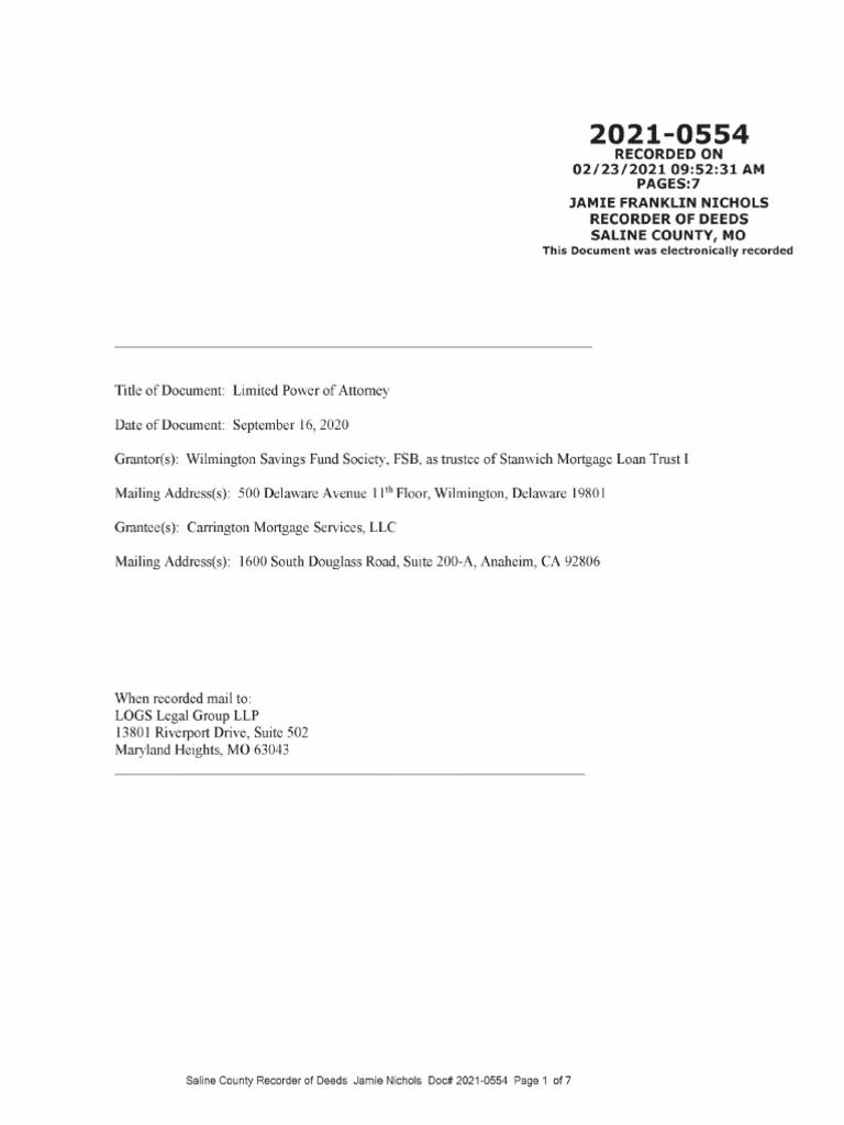 Carrington Attorney in Fact | PDF
