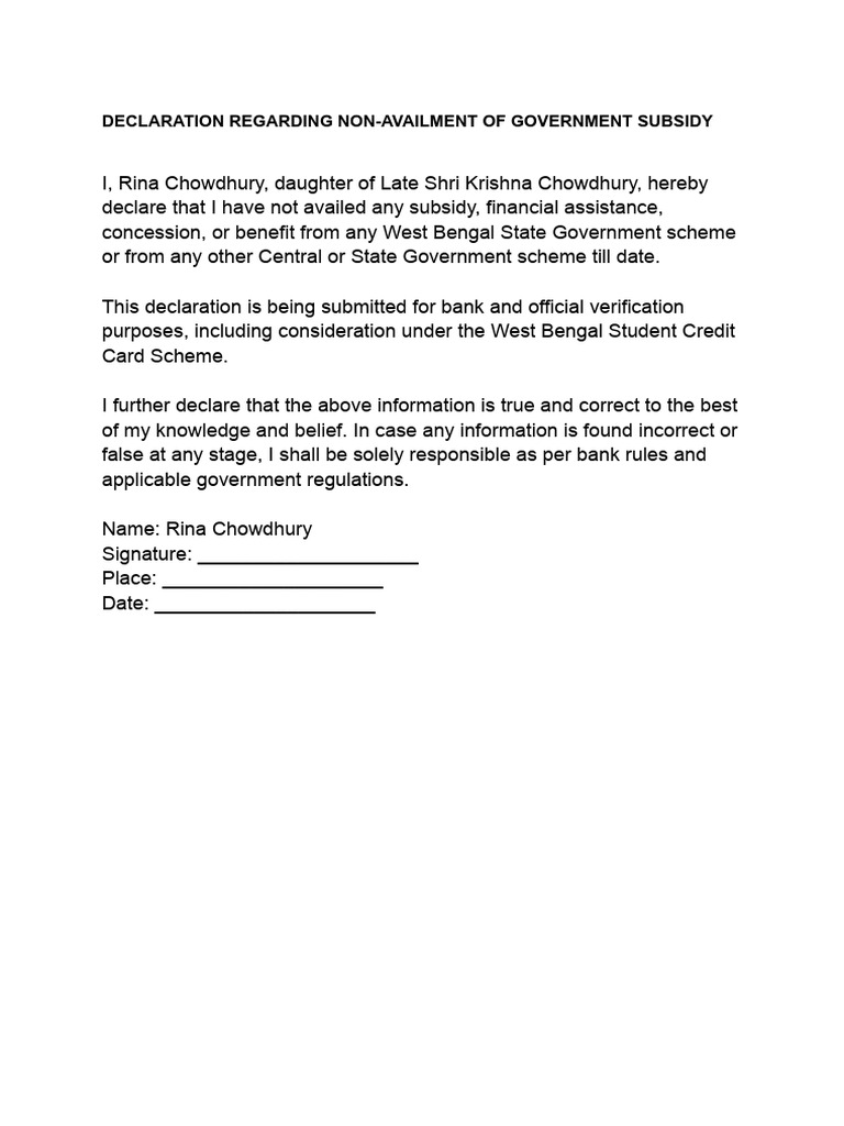 Declaration Letter | PDF