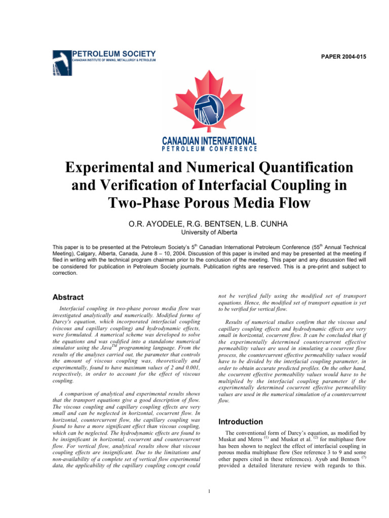 Interfacial Coupling in Porous Media Flow | PDF | Fluid Dynamics ...