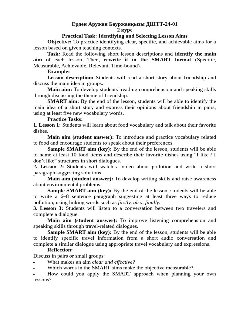SMART Lesson Aims Identification Guide | PDF | Reading Comprehension ...