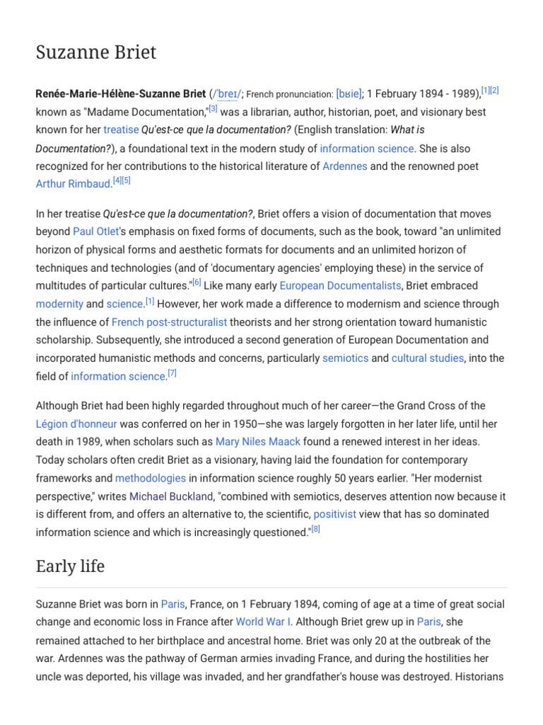 Suzanne Briet: Pioneer of Documentation | PDF | Science | Communication