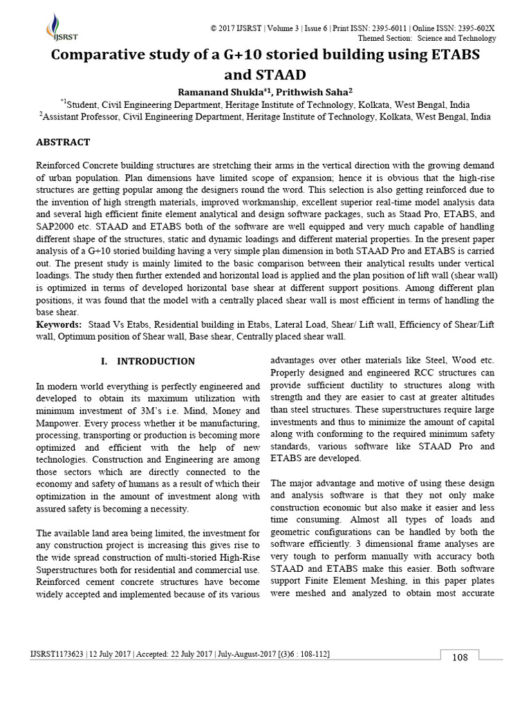 Comparative Study of a G 10 Storied Buil | PDF | Concrete | Shear Stress