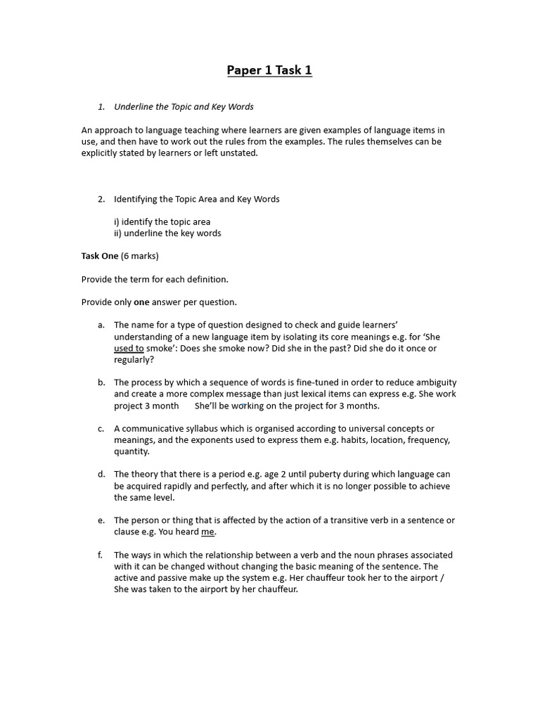 Paper 1 Task 1 - Training.docx | PDF