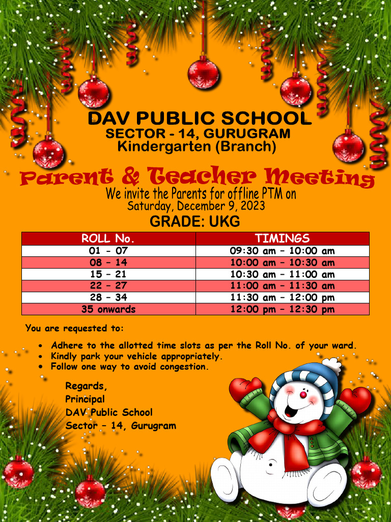DAV School Timings and Parking Guidelines | PDF