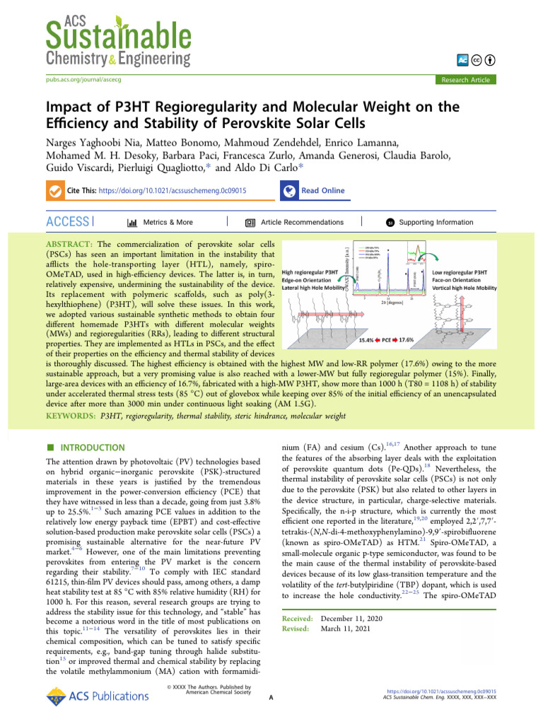 Impact_of_P3HT_Regioregularity_and_Molecular_Weigh | PDF | Differential ...