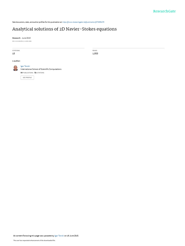 Navier Stokes 2d Analyt v2 | PDF | Power Series | Polynomial