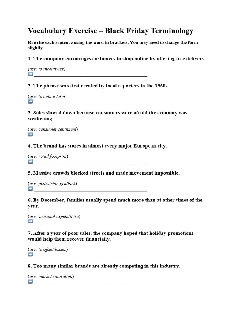 Vocabulary - Black Friday Terminology | PDF