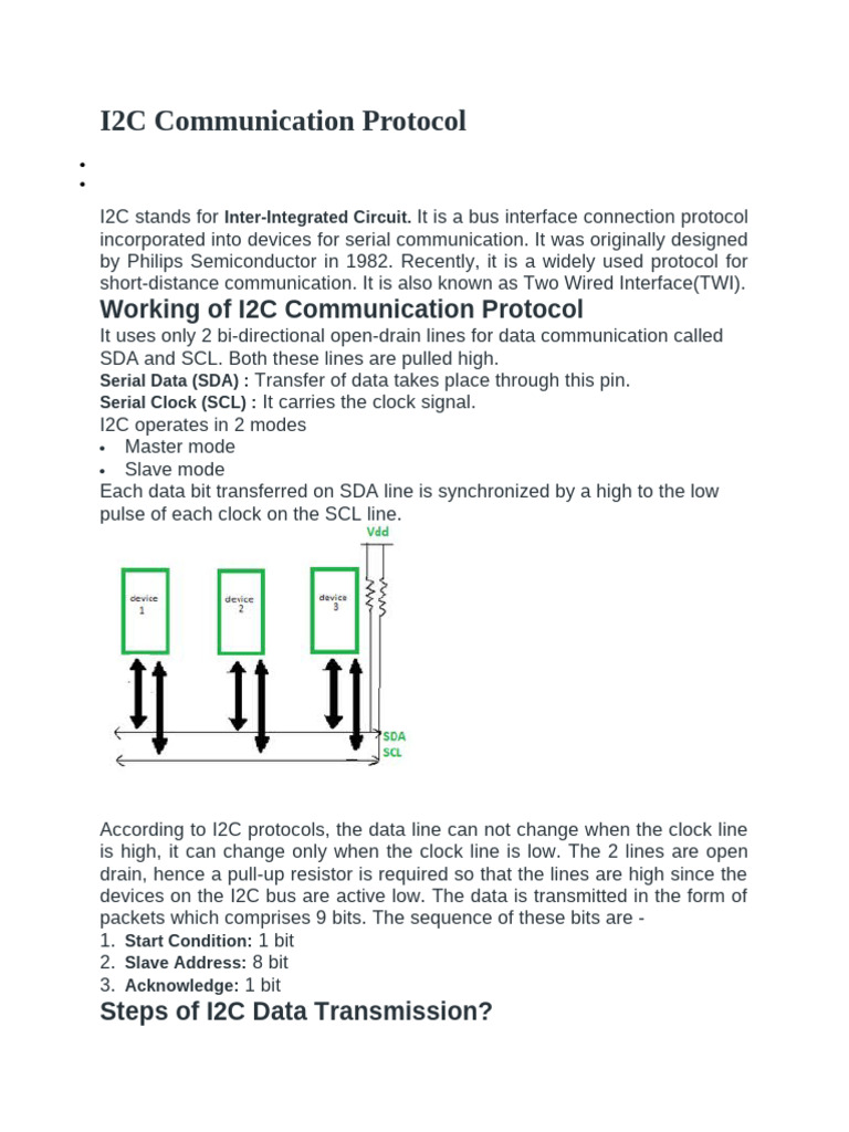 I2C Communication Protocol Overview | PDF | Input/Output | Computer Network