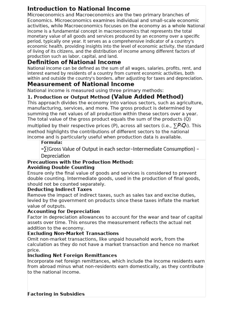 Measurement of of National Income | PDF | Measures Of National Income ...