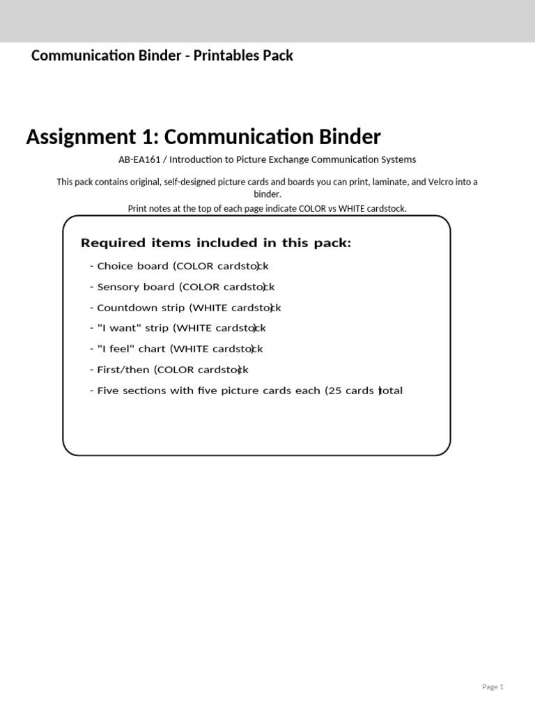Communication Binder Printables R | PDF