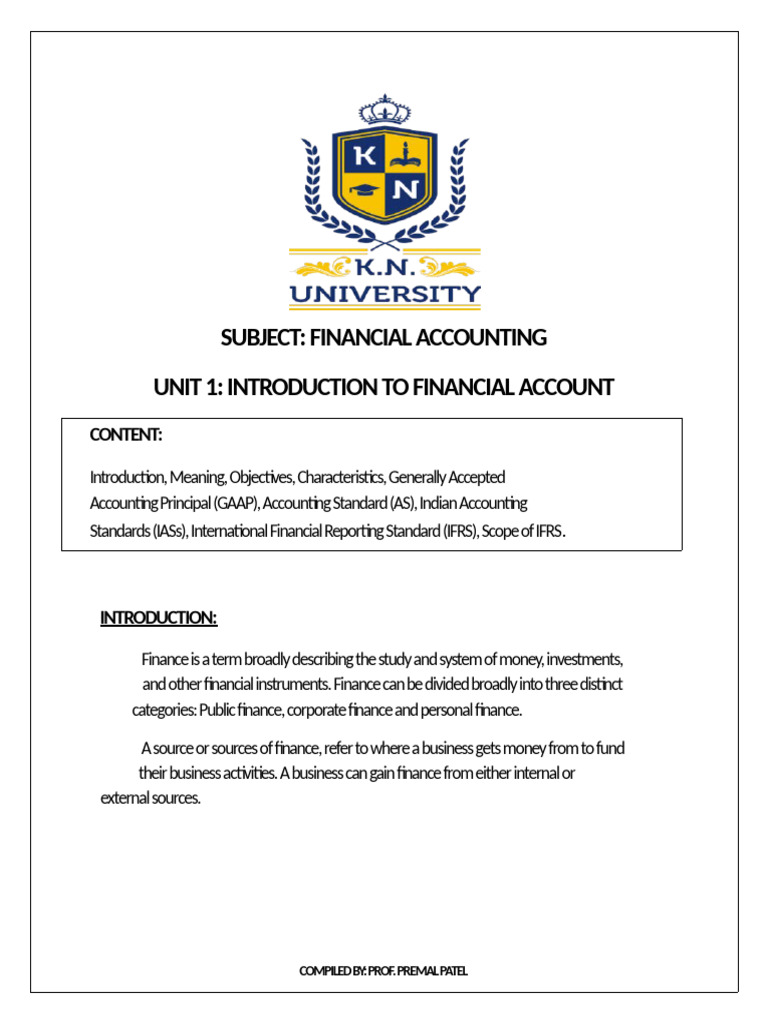 Introduction to Financial Accounting | PDF | International Financial ...